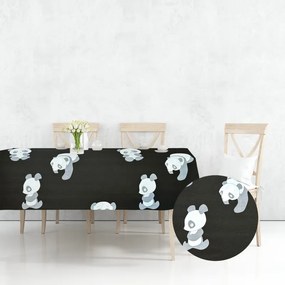 Ervi bavlněný ubrus na stůl čtvercový - Pandy na černém