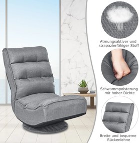 Costway Relaxační křeslo, polohovatelné, skládací křeslo, otočné – šedá