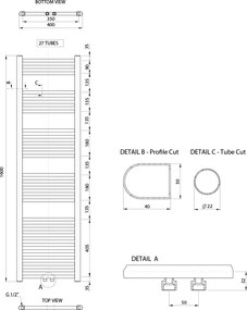 Aqualine Alya otopné těleso rovné 400 x 1600 mm středové připojení chrom LLS309