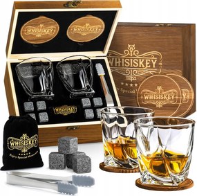 Sada na whisky set jako dárek sklenice kostky dřevěné balení