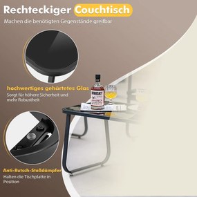 Costway 4 TLG. Terrassenmöbel-Set mit Kaffeetisch aus Gehärtetem Glas Sitzgruppe