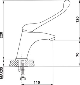 Aqualine Kasiopea umyvadlová baterie lékařská páka chrom 1107-44