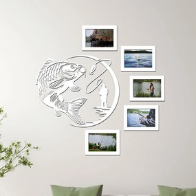 dřevo života Rybářský fotorámeček na více fotografií KAPR Zvolte barvu dekoru: Bílá, Zvolte rozměr Ø (cm): 60
