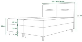 Manželská postel Boxspring 140 cm Saruta (hnědá) (s matrací a úložným prostorem). 1047356