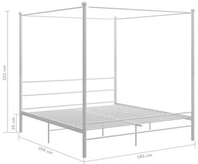vidaXL Marketos Rám postele s nebesy bílý kovový 180 x 200 cm