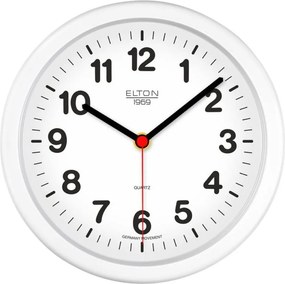 ELTON Kulaté plastové nástěnné hodiny české výroby Elton Malor – bílé E21.4749.00.163005