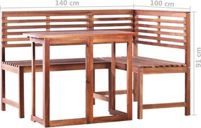 vidaXL 2dílná rohová sedací souprava na balkon masivní akáciové dřevo [44038] Barva: Hnědá