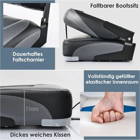 Costway Sada 2 skládacích člunových sedadel s 11 cm silnou houbovou výplní