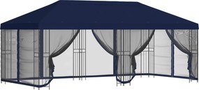 Altán s bočními stěnami 6 x 3 m Modrá Polyester a ocel 190 gsm 3376000