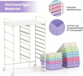 Costway Pojízdný vozík s 15 stohovatelnými zásuvkami, pojízdný