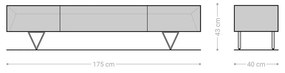 DELIFE Designový TV stolek Wyatt 175 cm akácie přírodní 2 dvířka 1 výklopná dvířka