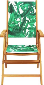 7dílný zahradní jídelní set vzor listů textil a masivní dřevo 3281740