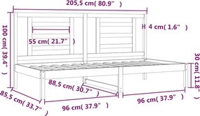 Válenda bez matrace bílá 80 x 200 cm masivní borovice 3108062