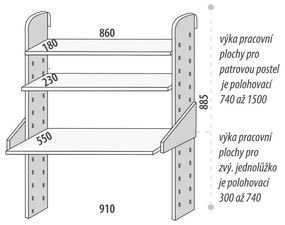 Psací stůl závěsný Domestav D724 Materiál: Buk cink, Povrchová úprava: Přírodní provedení
