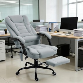 Vinsetto výkonné masážní kancelářské křeslo — ergonomické, výškově nastavitelné, polohovatelné s kabelovým ovládáním a vysouvací opěrkou nohou, otočn…