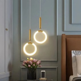 Toolight Toolight, LED závěsné svítidlo 20x40cm, 12W, 3000K, LHJ058-CP1, zlatá matná, OSW-50028