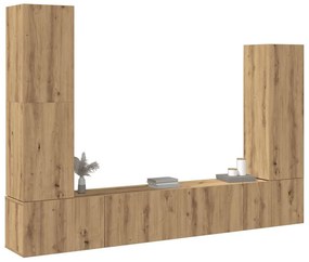 Sada 4 kusů nástěnné TV skříňka dub artisan kompozitní dřevo 3329218
