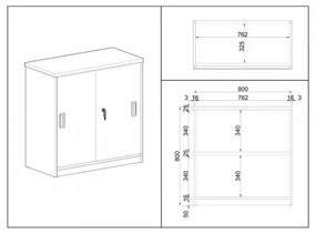 Nízká skříň SimpleOffice 80 x 40 x 80 cm
