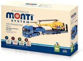 Stavebnice Monti System MS 58.3 Helitransport MI-2 Mercedes Actros L 1:48 v krabici 31,5x21x8cm