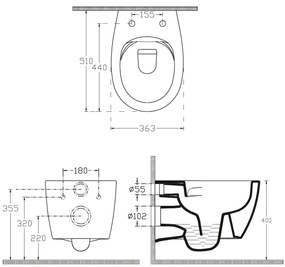 Isvea SENTIMENTI závěsná WC mísa, Rimless, 36x51cm, bílá 10AR02012