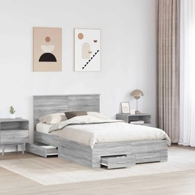 Rám postele s čelo Šedá Sonoma 120 x 190 cm Kompozitní dřevo 3408286