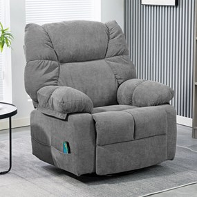 HOMCOM Relaxační křeslo s masážní funkcí, funkce ležení, otočné masážní křeslo, 4 boční kapsy a dálkové ovládání, tmavě šedá