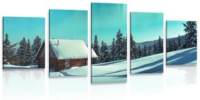 5-dílný obraz pohádková zimní krajina - 100x50 cm