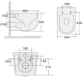 BPS-koupelny Podomítkový modul Geberit DuoFix s WC mísou LE-WH-TR-02 + ovládací tlačítko Delta 30 bílá