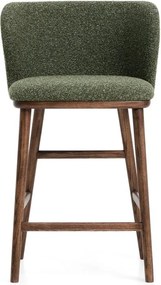 Tmavě zelená čalouněná barová židle (výška sedáku 65 cm) Ciselia – Kave Home