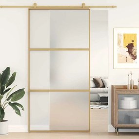 Posuvné dveře zlaté 102,5 x 205 cm mléčné ESG sklo a hliník 155153