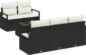 Set pohovek 6 ks 5-Počet míst Černá a krémová polyratan 3346257