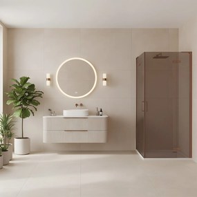 Rea Hugo Double, 2-křídlý ​​sprchový kout 100 (dveře) x 100 (dveře) x 200 cm, 6mm šedé sklo, měděný profil, KPL-K6976