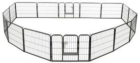 Ohrádka pro psy 16 panelů ocelová 60 x 80 cm černá 275492