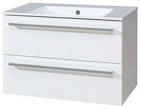 Mereo, Bino, koupelnová skříňka s keramickým umyvadlem 81 cm, bílá CN661