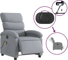 Elektrické masážní polohovací křeslo světle šedé textil 3203966