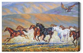 Obraz Koně Cválající V Horách Nedostatek Nedostatek Přírodní plátno 120x80
