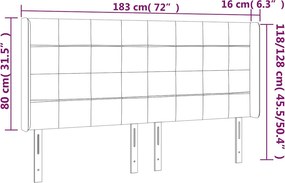 Čelo postele s LED černé 183 x 16 x 118/128 cm textil 3124064