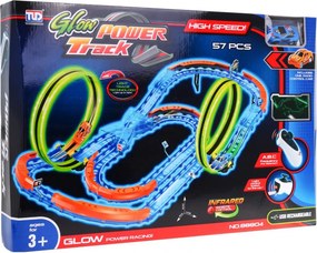 Ramiz Fluorescenční autodráha pro děti 3+ LED autíčko + smyčky 360° + skládací dráha 57 dílů
