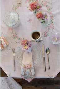 Růžová bavlněná utěrka s květy Floral Easter Bunny - 50*70 cm