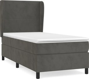 vidaXL Box spring postel s matrací 90x200 cm samet [3129070] Barva: Tmavě moddrá