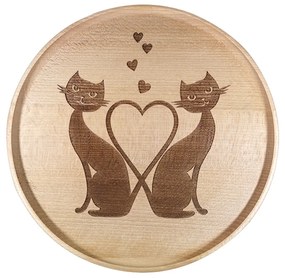 AMADEA Dřevěný talíř kočky, masivní dřevo, 23 cm