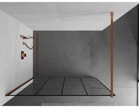 Mexen Kioto sprchová zástěna 130x200 cm 8 mm, profil růžové zlato, sklo černý vzor 1, 800-130-101-60-77