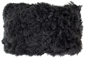 Černý polštář z dlouhé ovčí kůže  - 50*30*10cm