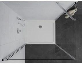 Mexen Pretoria sprchový kout s otočnými dveřmi 80 x 100 cm, Průhledné, Chromovaná + sprchová vanička Flat - 852-080-100-01-00-40