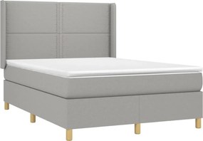 Box spring postel s matrací a LED světle šedá 140x190 cm textil 3138789