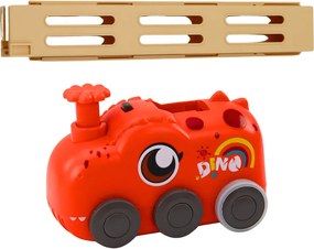 LEAN Toys Autíčko dinosaurus na baterie, skládá barevné domino, 4 barvy