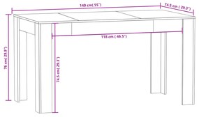 Jídelní stůl hnědý dub 140 x 74,5 x 76 cm kompozitní dřevo - Default Title