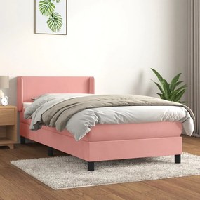 Box spring postel s matrací růžová 90x190 cm samet 3130816