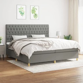 Box spring postel s matrací tmavě šedá 200x200 cm textil 3142602
