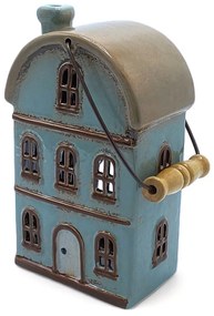 Ego Dekor Keramický domeček, lucerna na svíčku s rukojetí, výška 23 cm Barva: Okrová